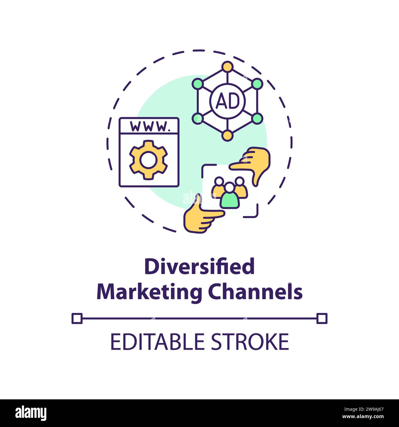 Thin line diversified marketing channels icon concept Stock Vector Image & Art - Alamy