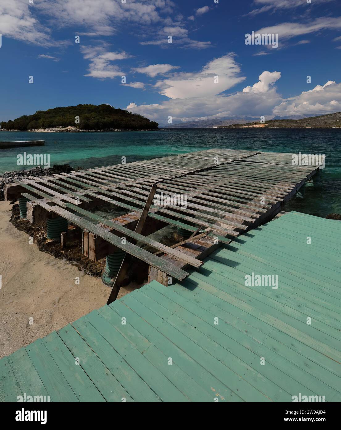174 Old bathing pier going into the water, Rilinda beach facing the bay ...