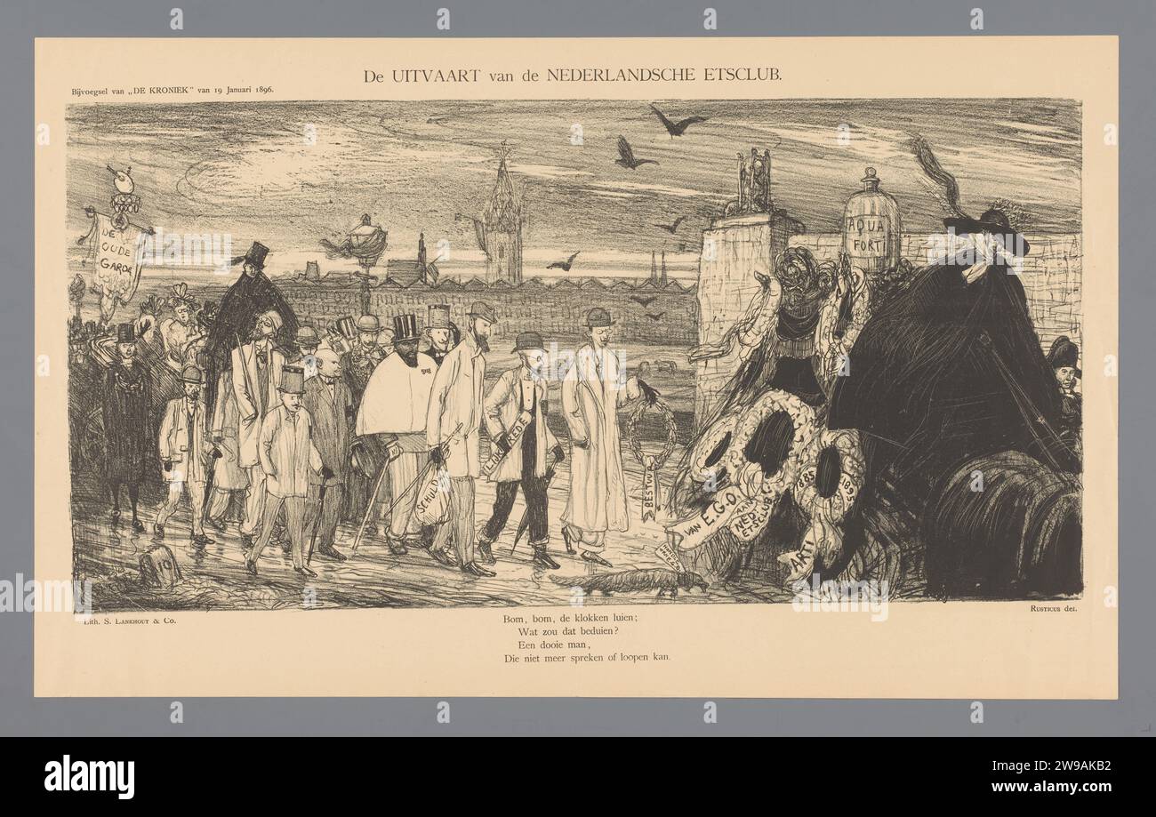 The funeral of De Nederlandsche Ettclub, Marius Bauer, 1896 print ...