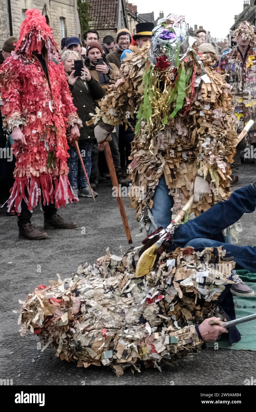 Marshfield, Glos, UK. 26th Dec, 2023. The Marshfield Paper Boys perform ...