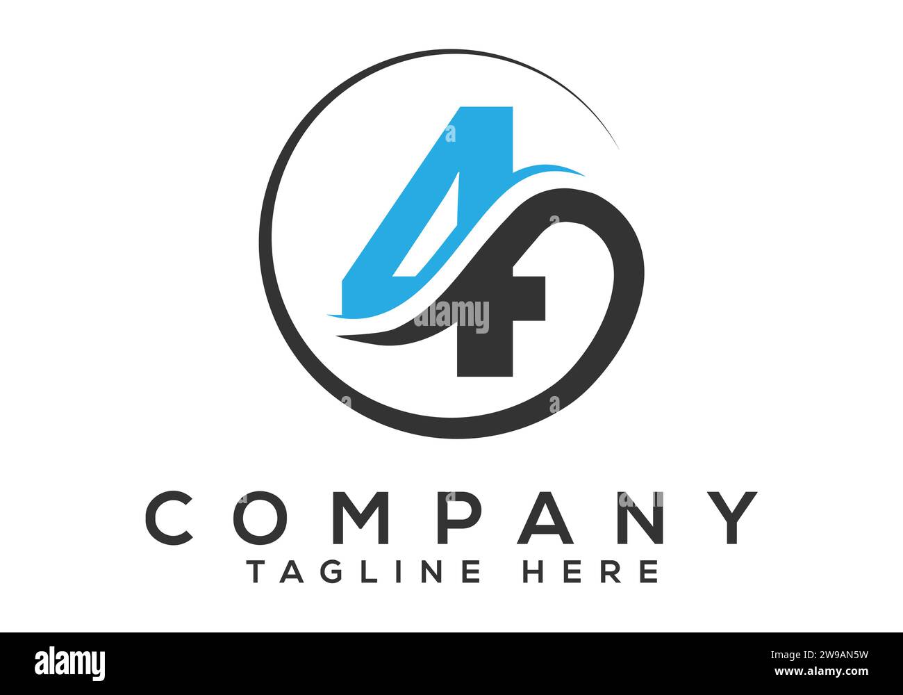 Initial Monogram Letter 4 Logo Design Vector Template. Modern letter ...