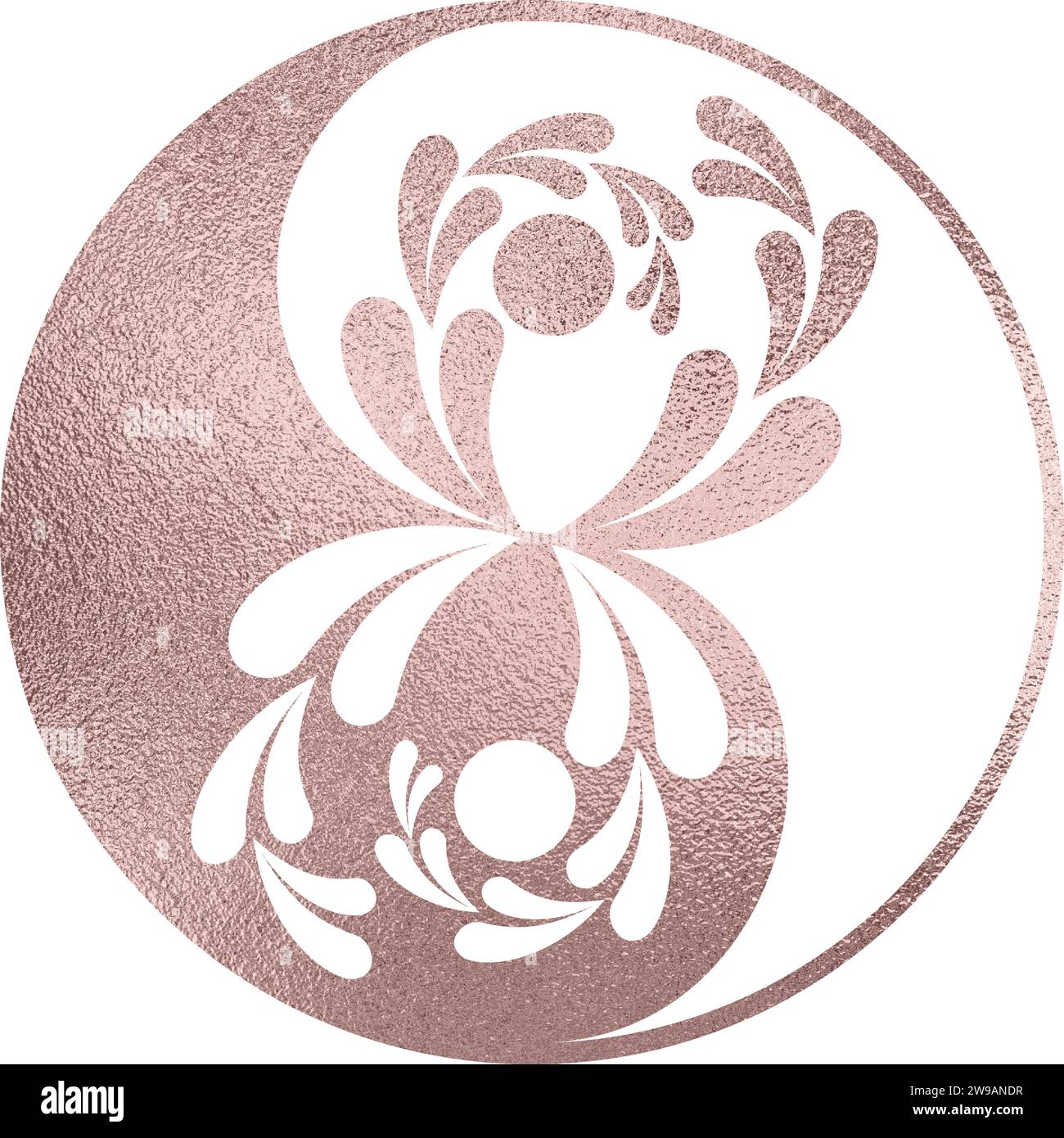 yin yang with plant in rose gold with transparent background Stock ...