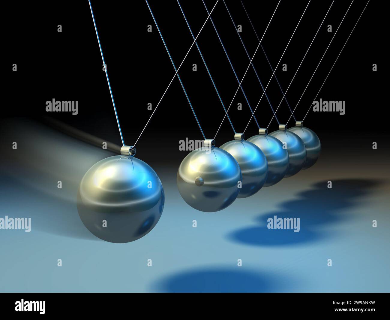 Swinging spheres demonstrate law of physics. Digital illustration Stock ...