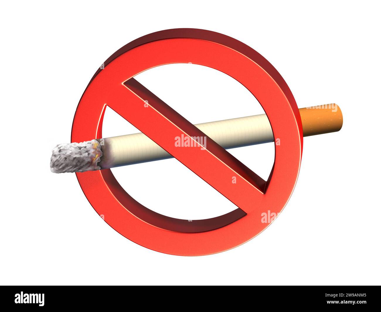 Three-dimensional rendering of a no smoking sign. Digital illustration ...