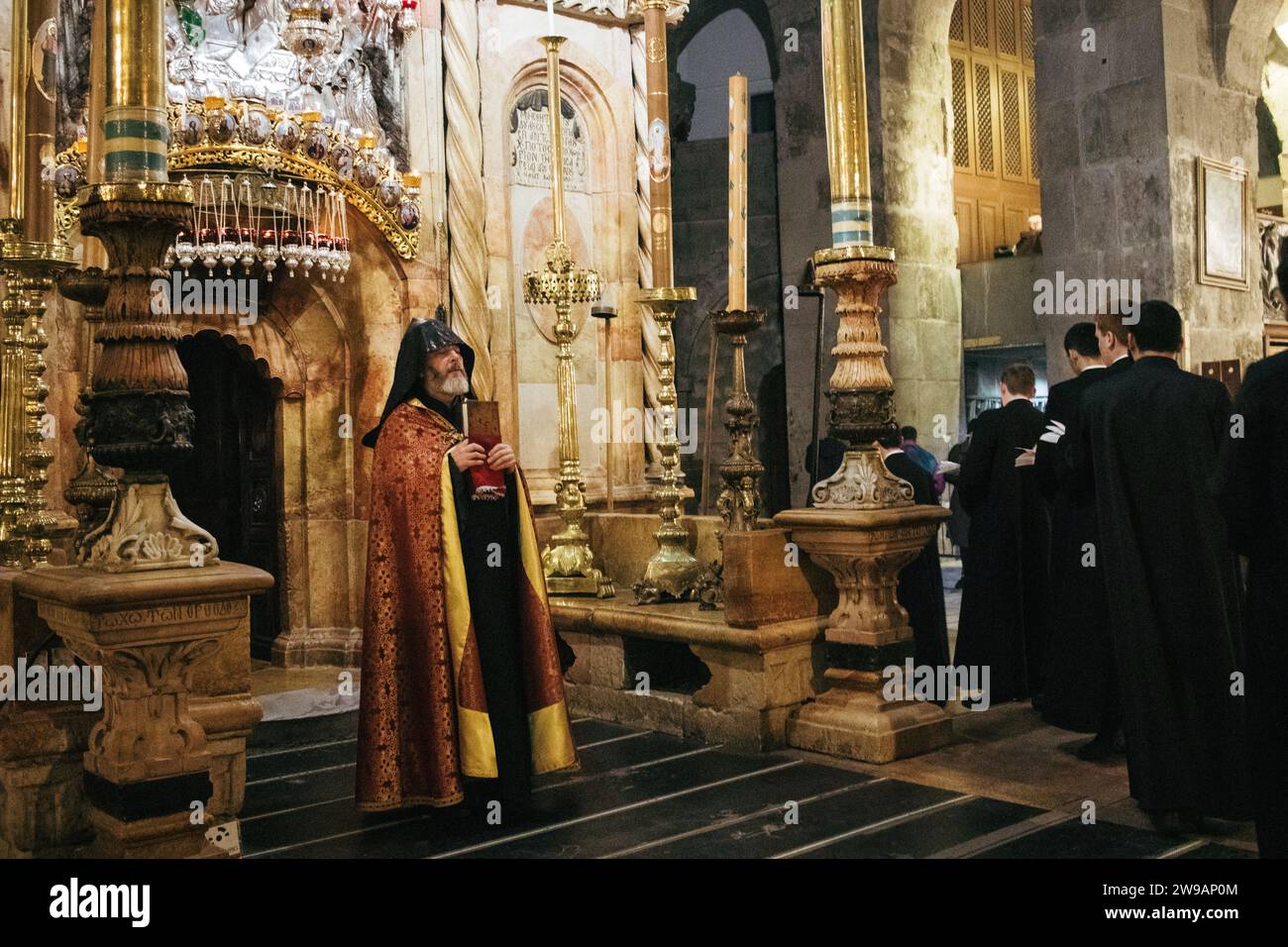 Jerusalem, Israel – December 24, 2023 Armenian mass at the Church of ...