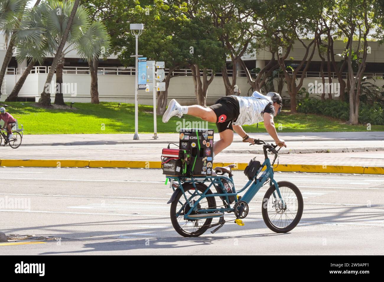 Miami, Florida, USA - 3 December 2023: Person standing on top of a ...