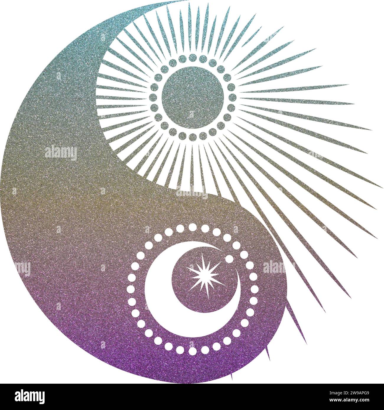yin yang with sun and moon in glittering gradient with transparent ...