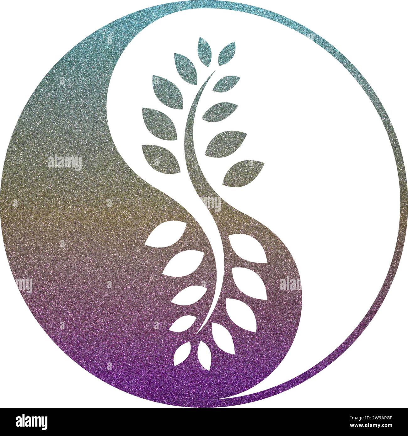 yin yang with plant in glittering gradient with transparent background ...