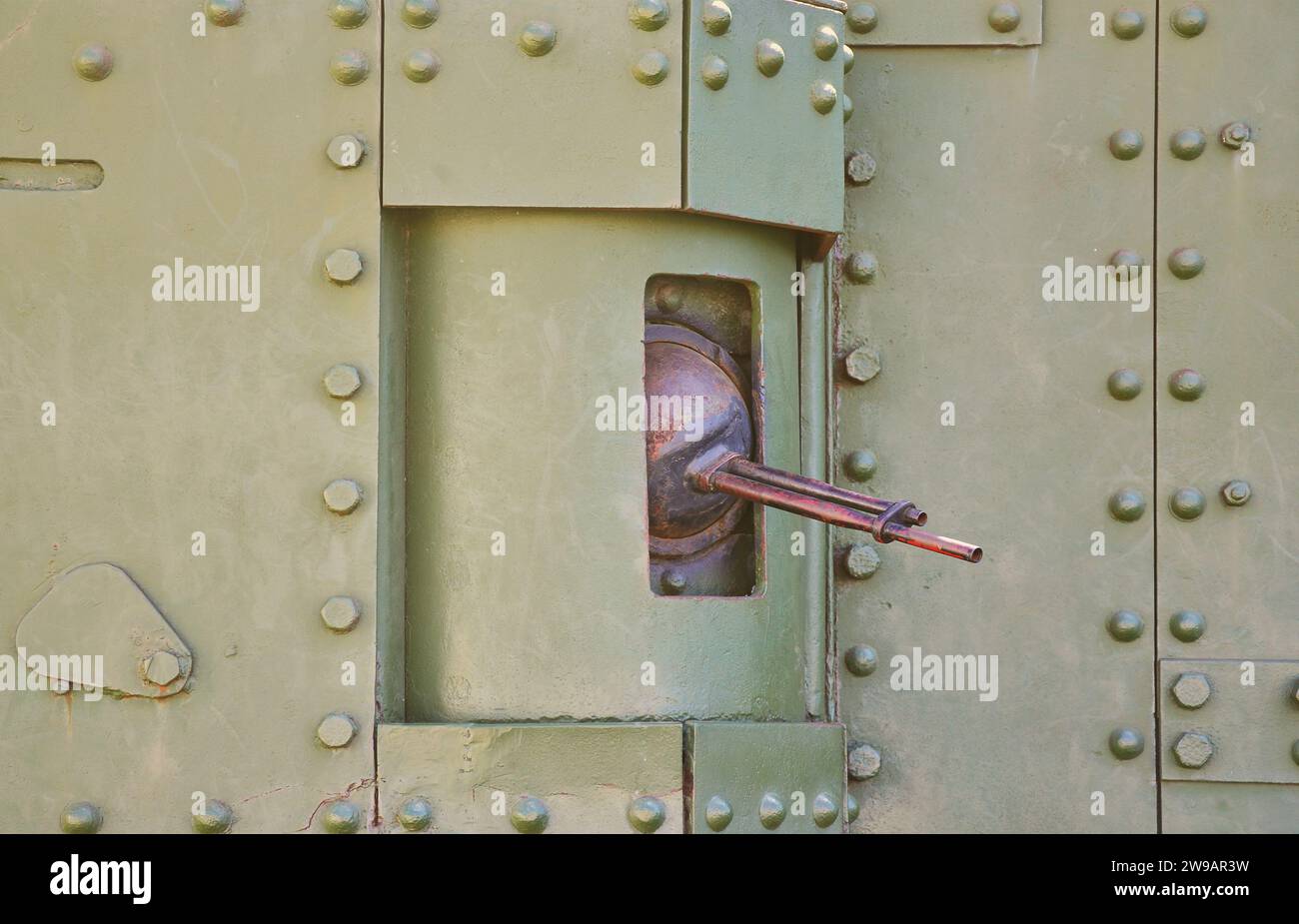 The texture of the wall of the tank, made of metal and reinforced with ...