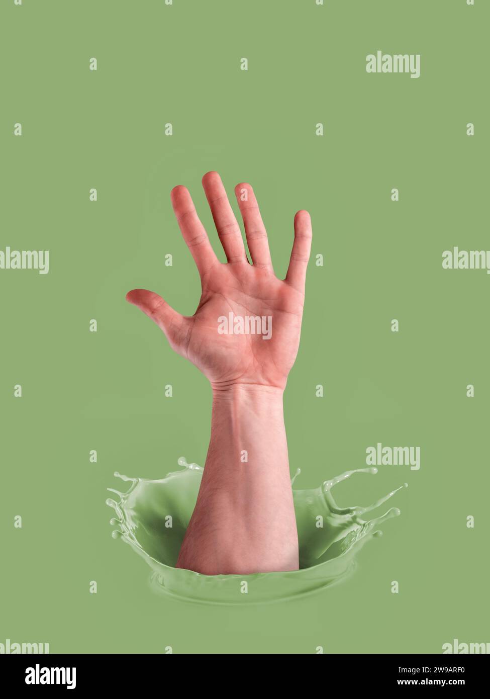 Mans hand showing open palm gesture. Participation and voting sign ...