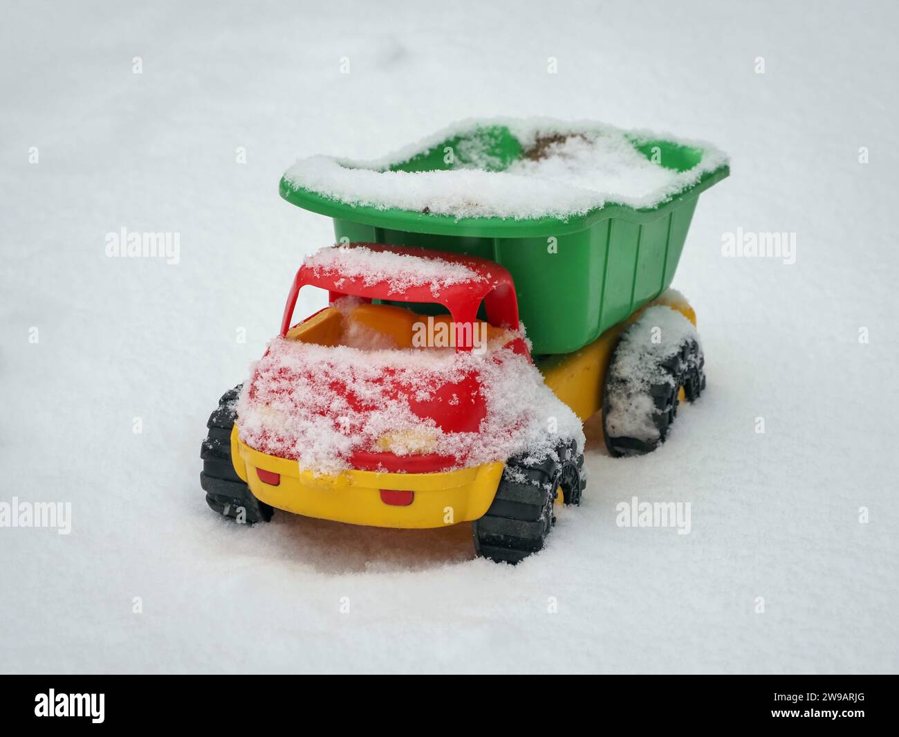 Berlin, Germany. 29th Nov, 2023. A plastic tipper truck is covered in ...
