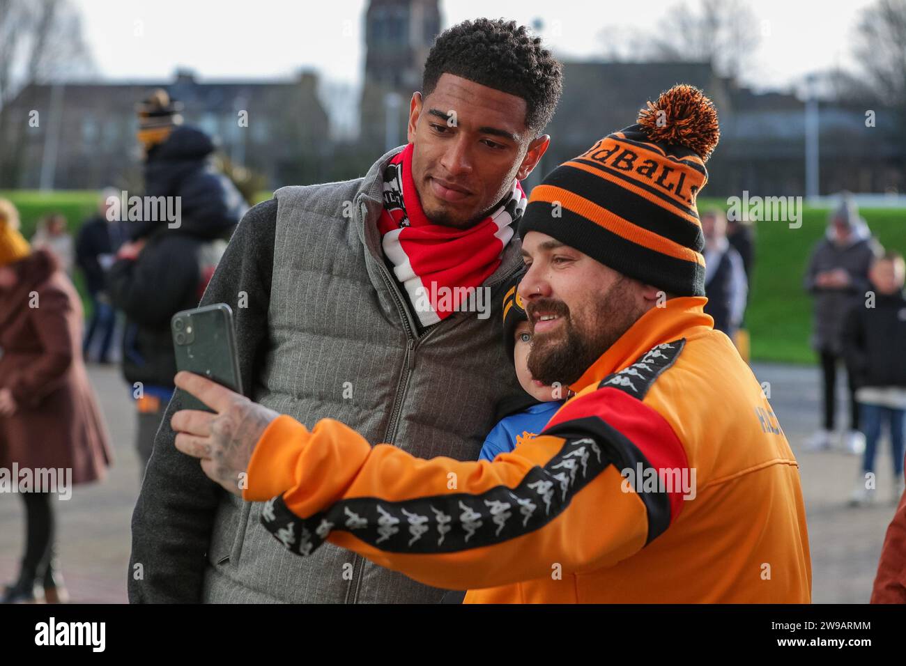Hull, UK. 26th Dec, 2023. Real Madrid's Jude Bellingham arrives at The ...