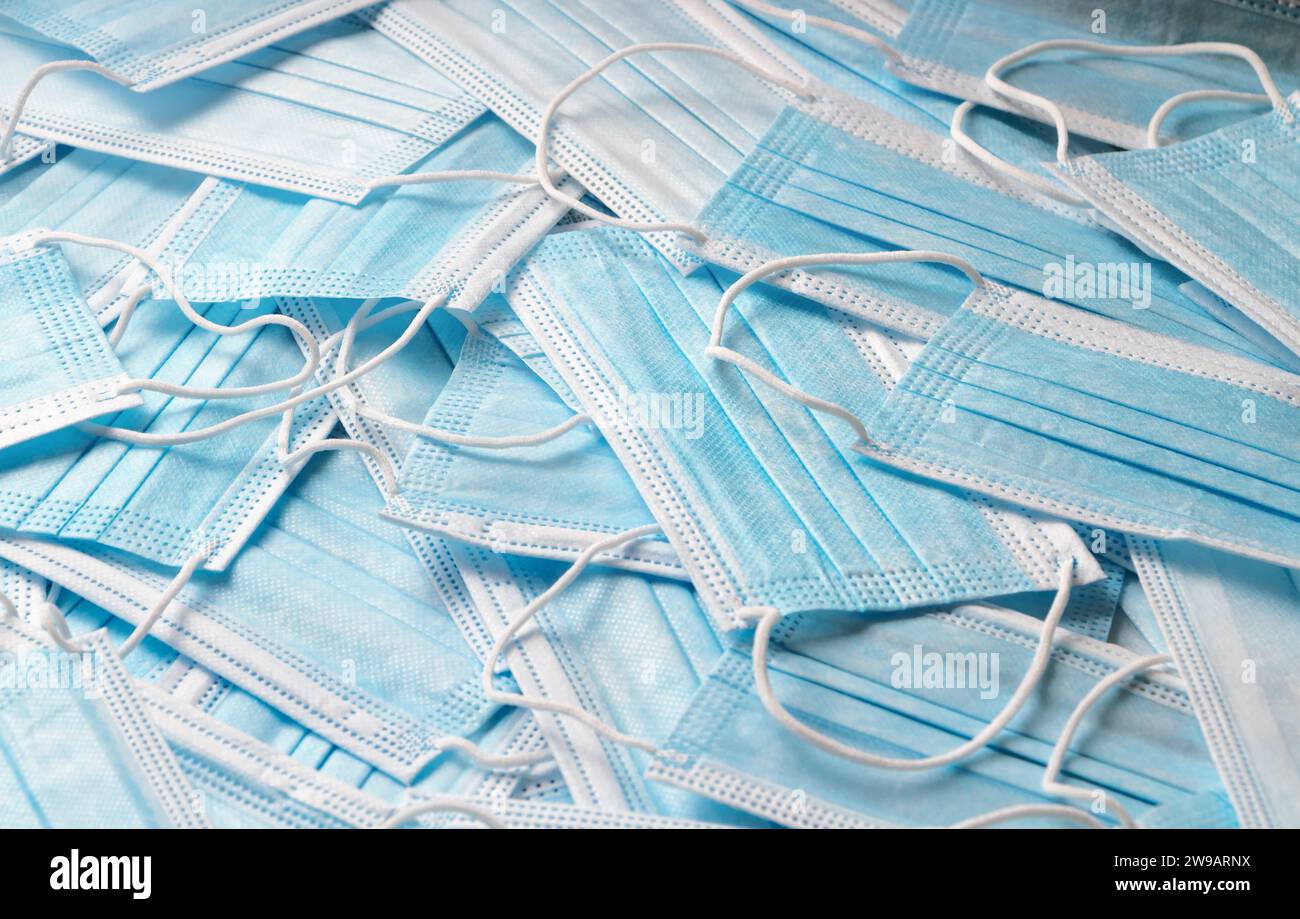Medical surgical face masks background. Coronavirus pandemic concept ...