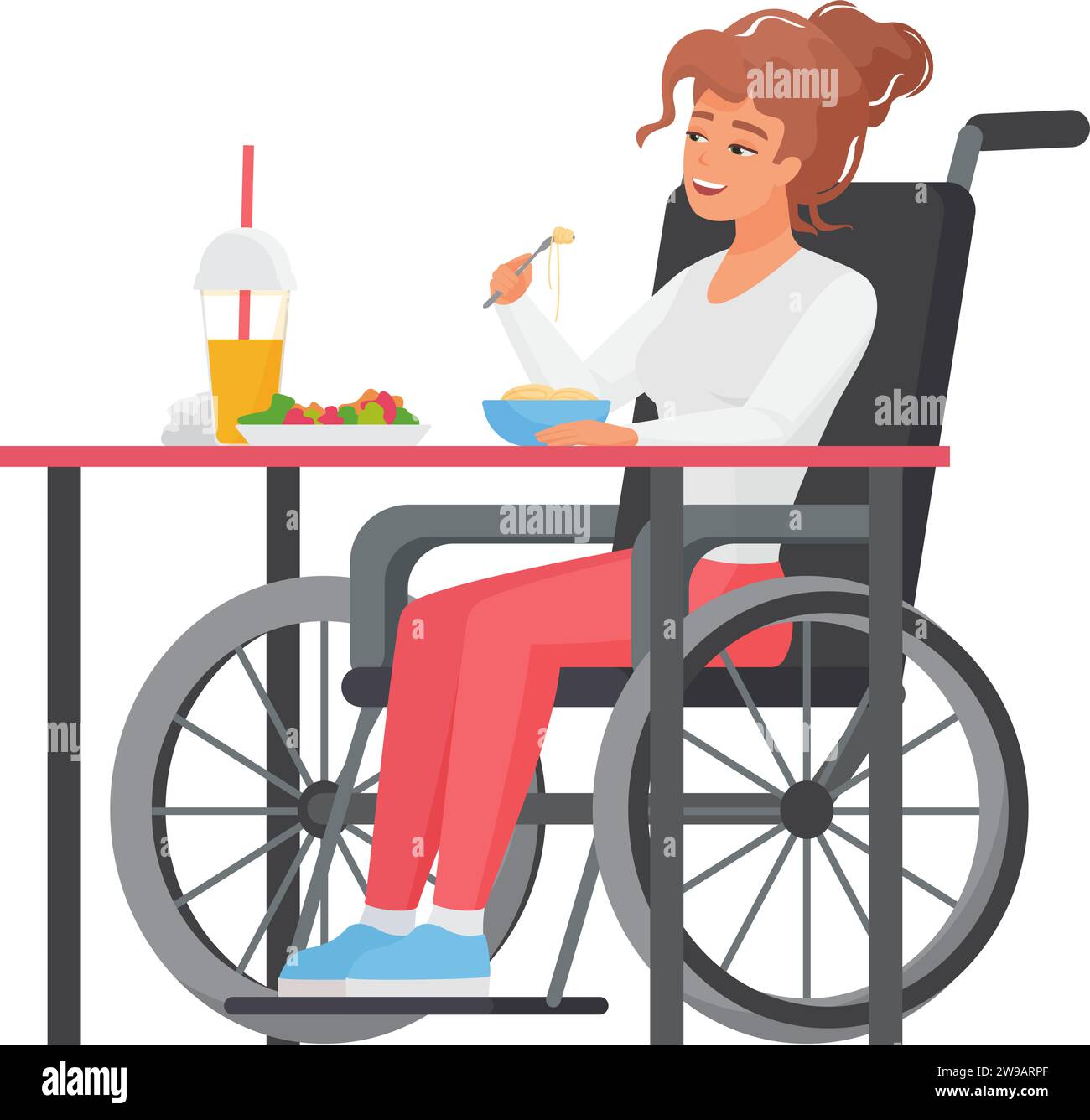 Disabled woman eating Stock Vector Images - Alamy