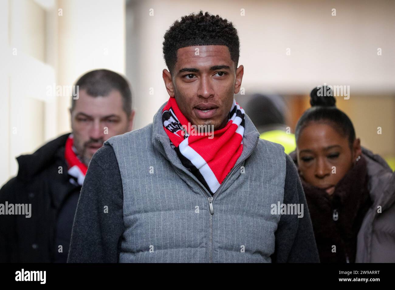 Hull, UK. 26th Dec, 2023. Real Madrid's Jude Bellingham arrives at The ...
