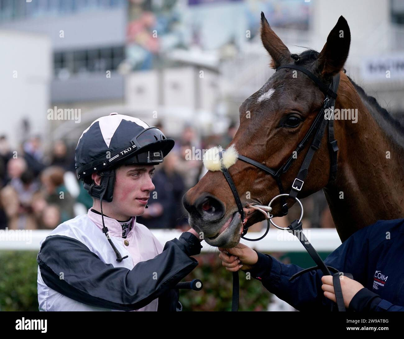 Jockey Danny Gilligan with Kala Conti in the parade ring after winning the Mercedes-Benz South ...