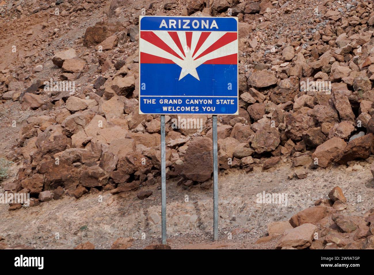 A ‘Welcome to Arizona’ sign says ‘The Grand Canyon State Welcomes You ...