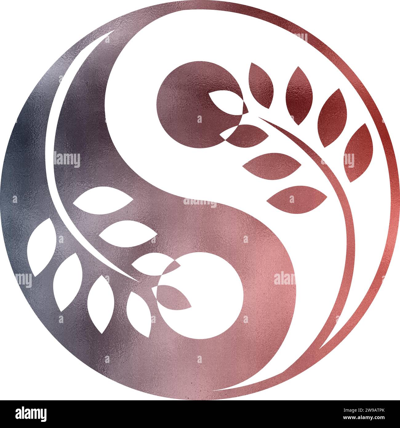 yin yang with plant in rose grau foil texture with transparent ...