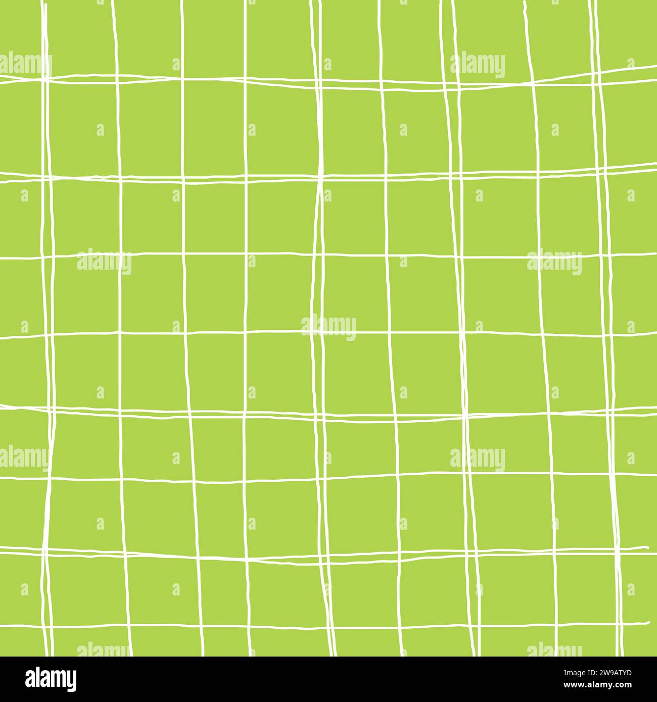 Hand drawn green white plaid pattern. Check, square doodle background ...