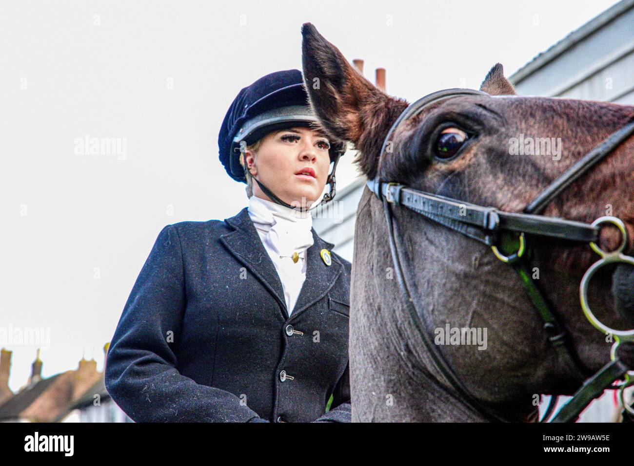 26th December 2023. Elham, East Kent, UK. Elham hunt in the villiage ...