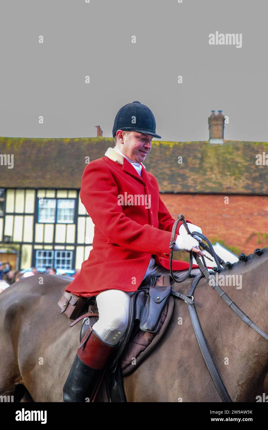 26th December 2023. Elham, East Kent, UK. Elham hunt in the villiage ...