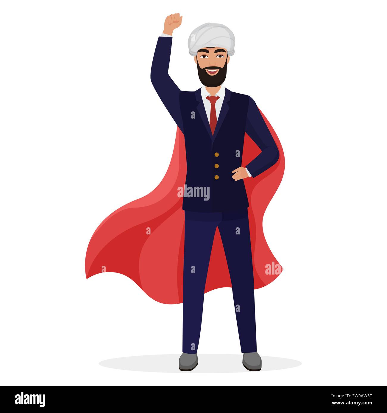 Superhero arab man. Muslim businessman in standing pose cartoon vector ...
