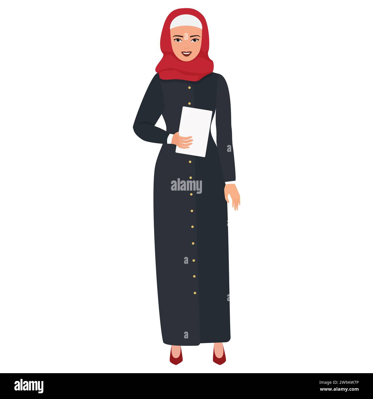 Arab businesswoman with report. Muslim female office worker cartoon ...