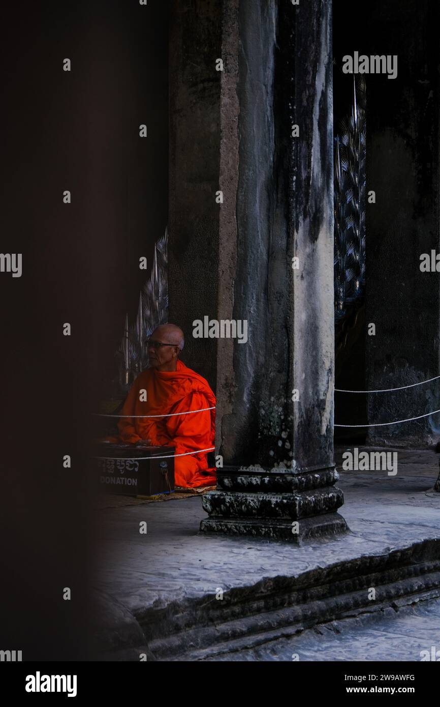 A buddhist monk at Angkor Wat in Siem Reap, Cambodia, the world's ...
