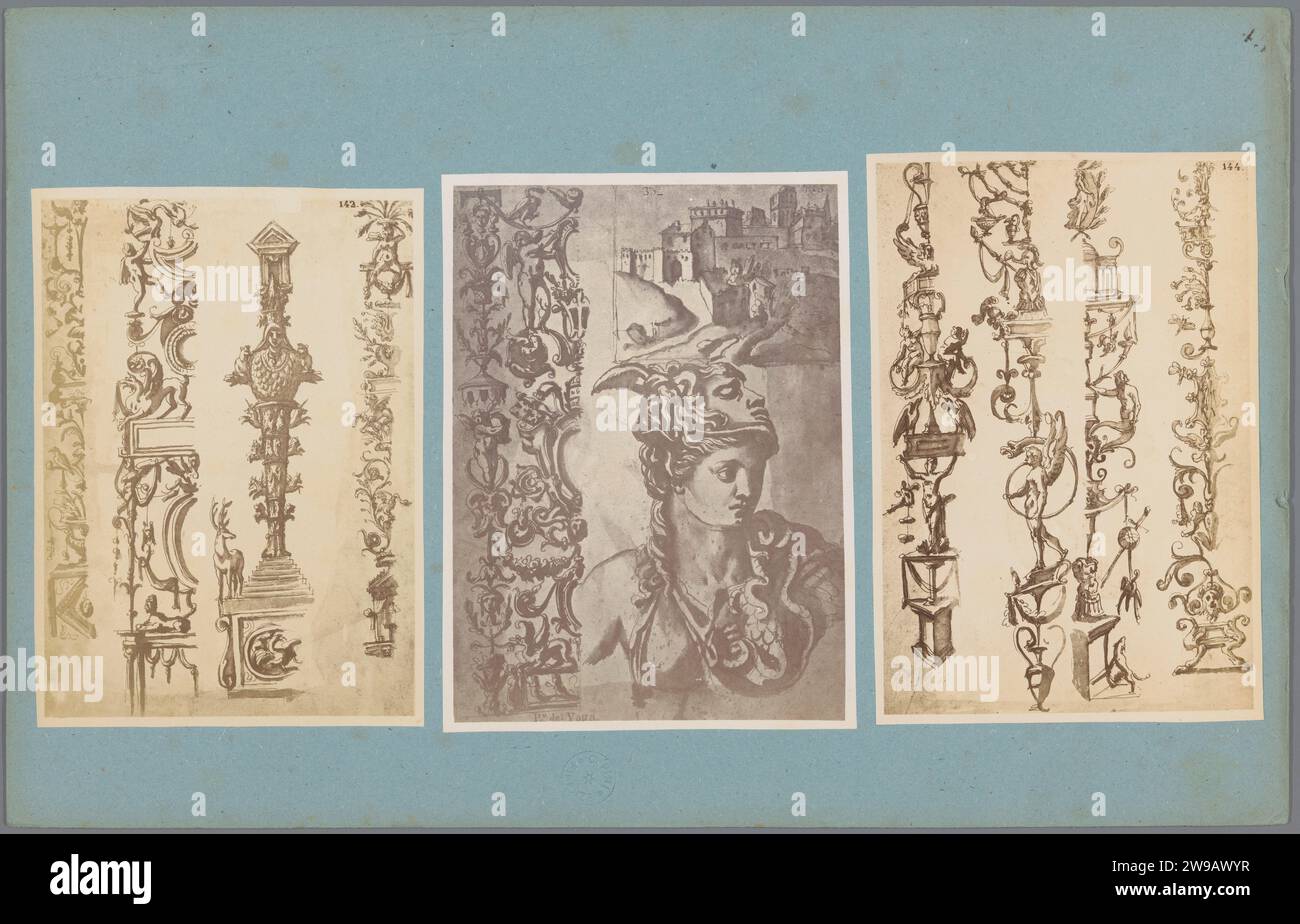 Three photo productions of ornament drawings, c. 1875 - c. 1900 ...