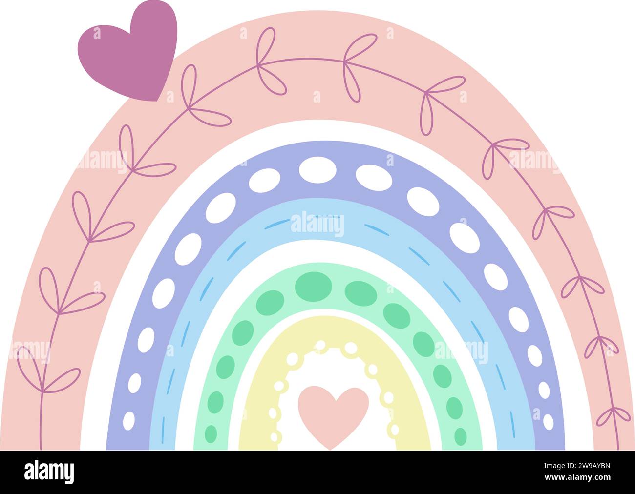Boho rainbow in pastel with transparent background Stock Vector Image ...
