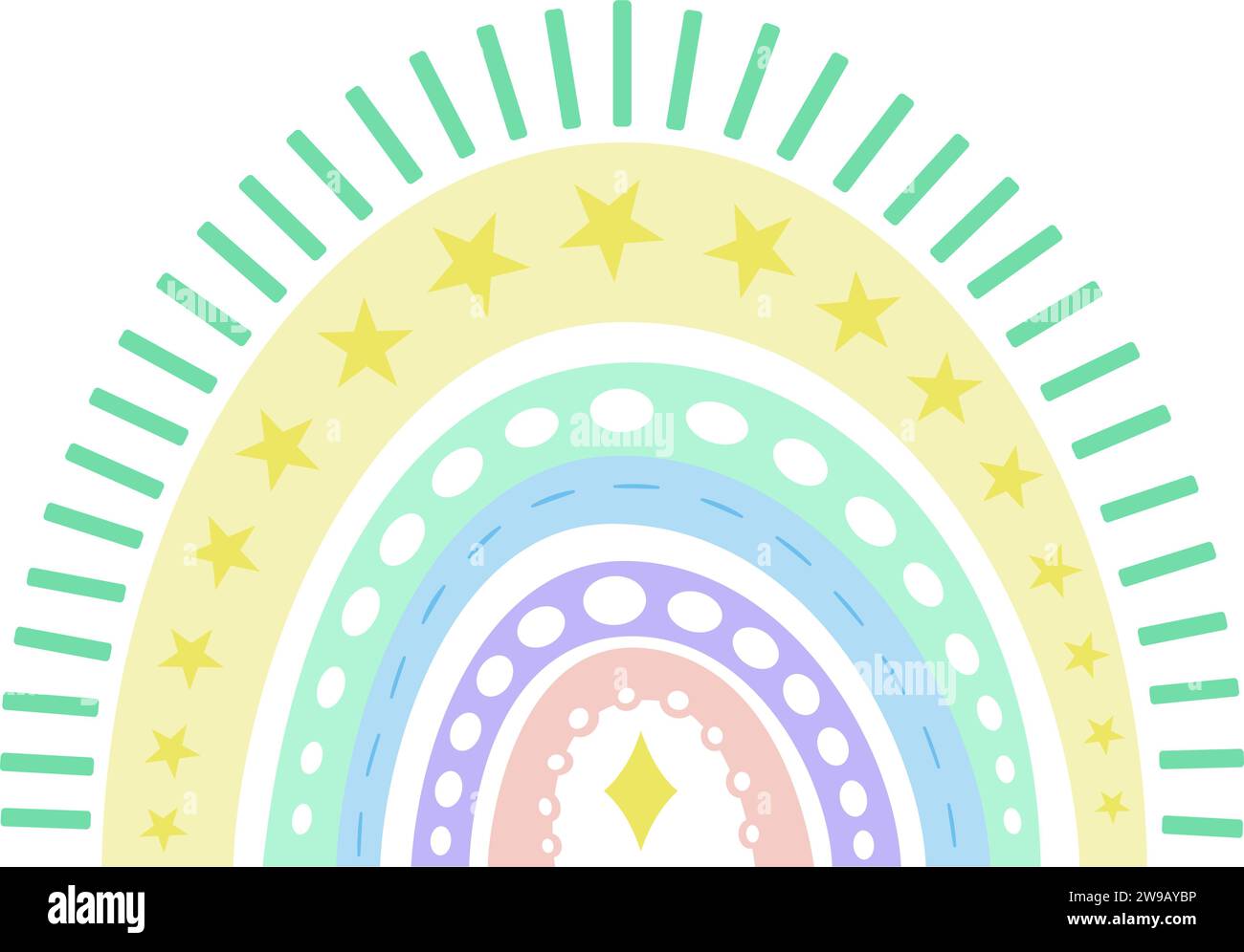 Boho rainbow in pastel with transparent background Stock Vector Image ...
