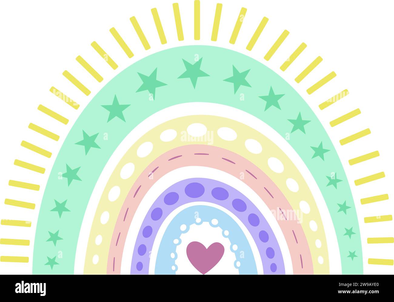 Boho rainbow in pastel with transparent background Stock Vector Image ...