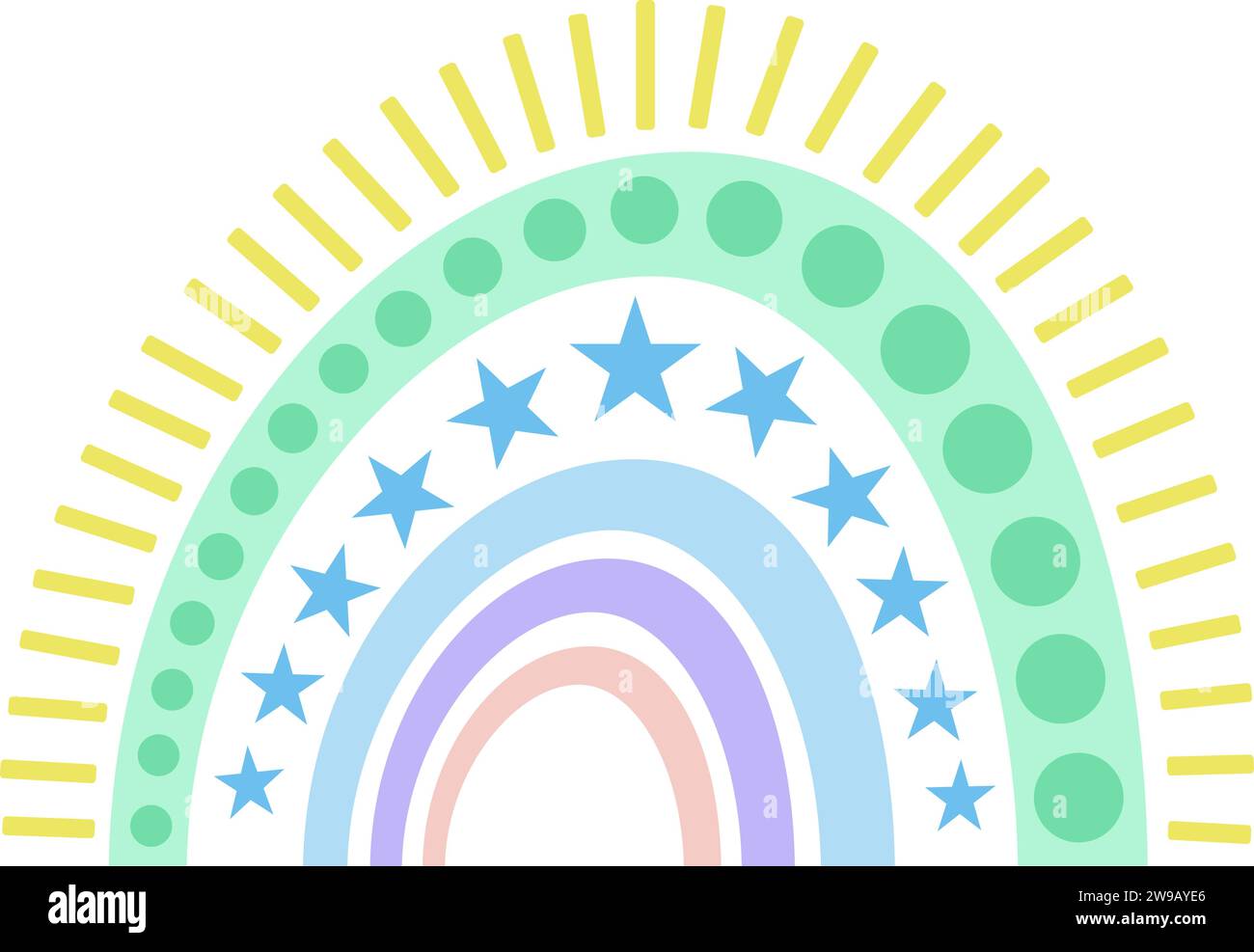Boho rainbow in pastel with transparent background Stock Vector Image ...