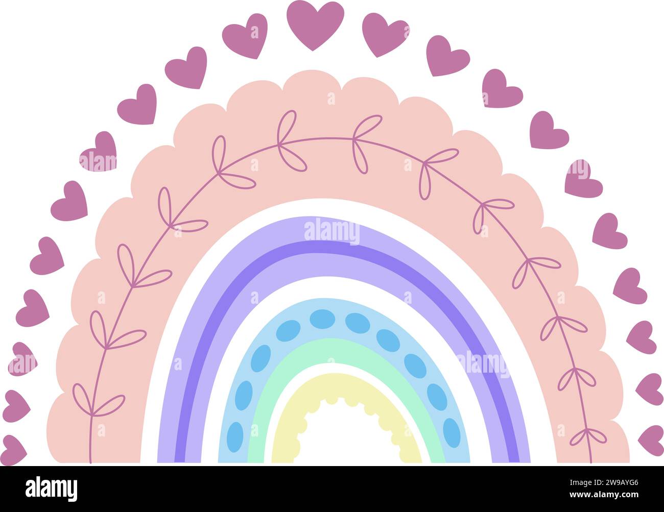 Boho rainbow in pastel with transparent background Stock Vector Image ...