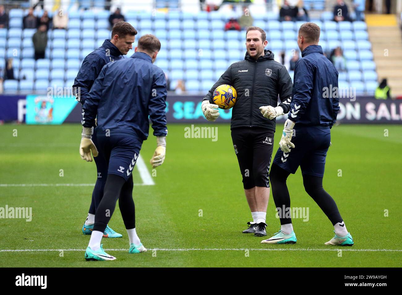 Coventry City goalkeepers Ben Wilson, Bradley Collins, Simon Moore ...