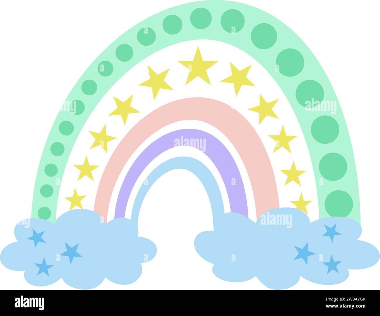 Boho rainbow in pastel with transparent background Stock Vector Image ...