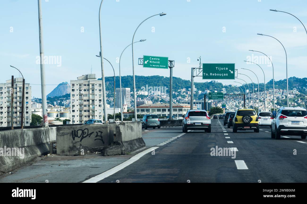 Rio de Janeiro, Brazil - December 24, 2023: POV traffic on the Linha ...