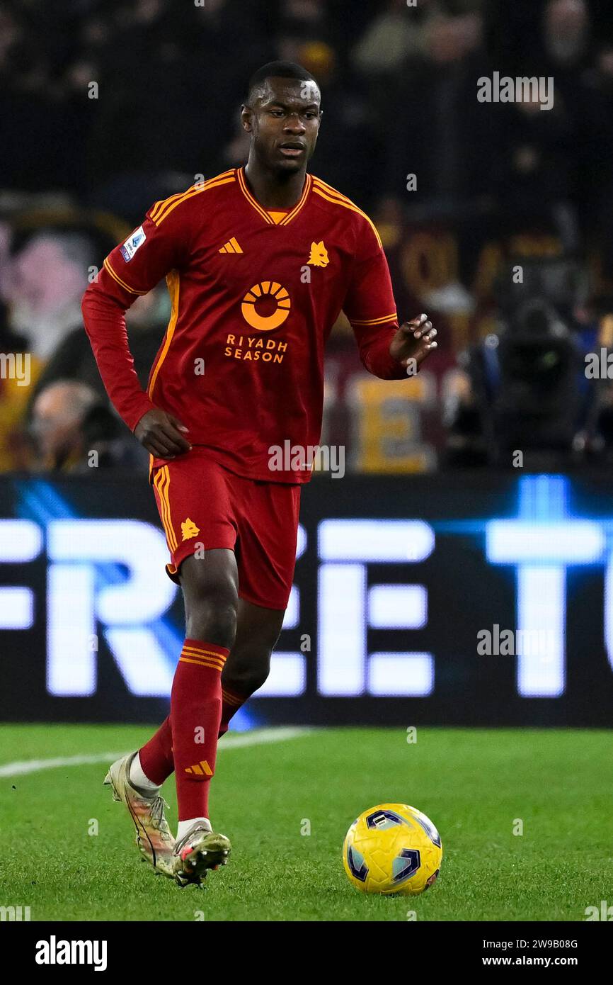 Evan N'Dicka of AS Roma in action during the Serie A football match ...