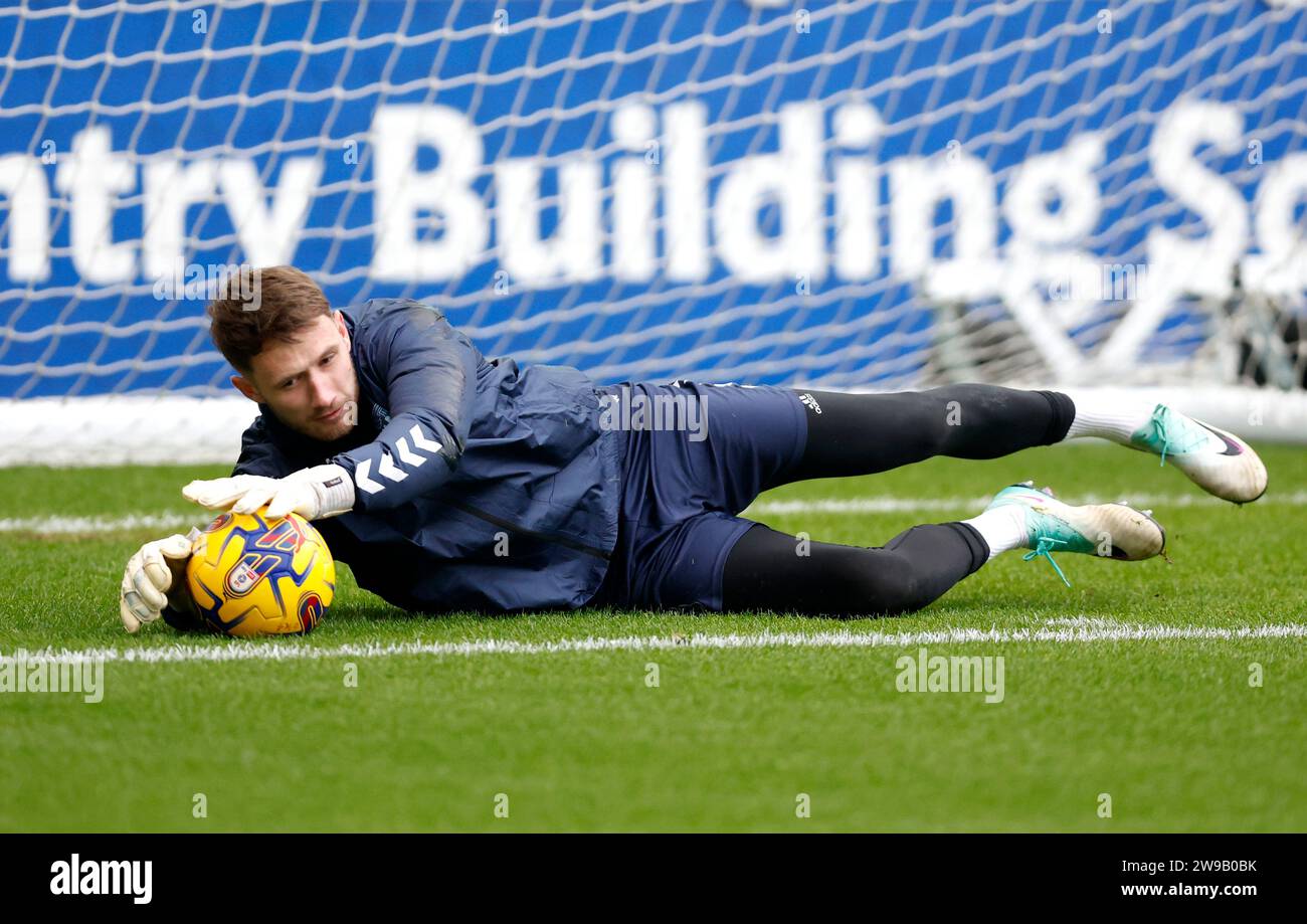 Coventry City goalkeeper Bradley Collins warming up prior to kick-off ...