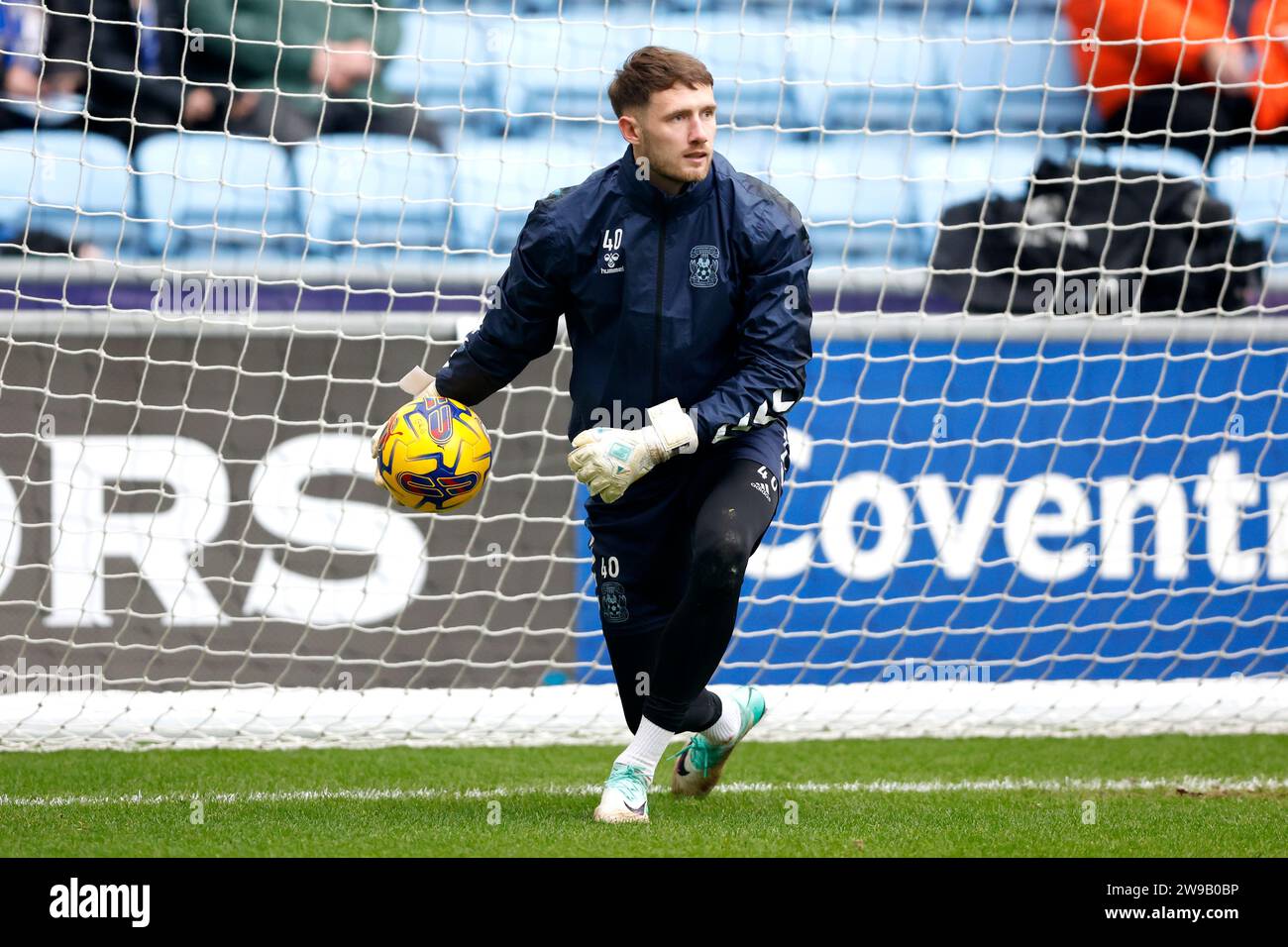 Coventry City goalkeeper Bradley Collins warming up prior to kick-off ...