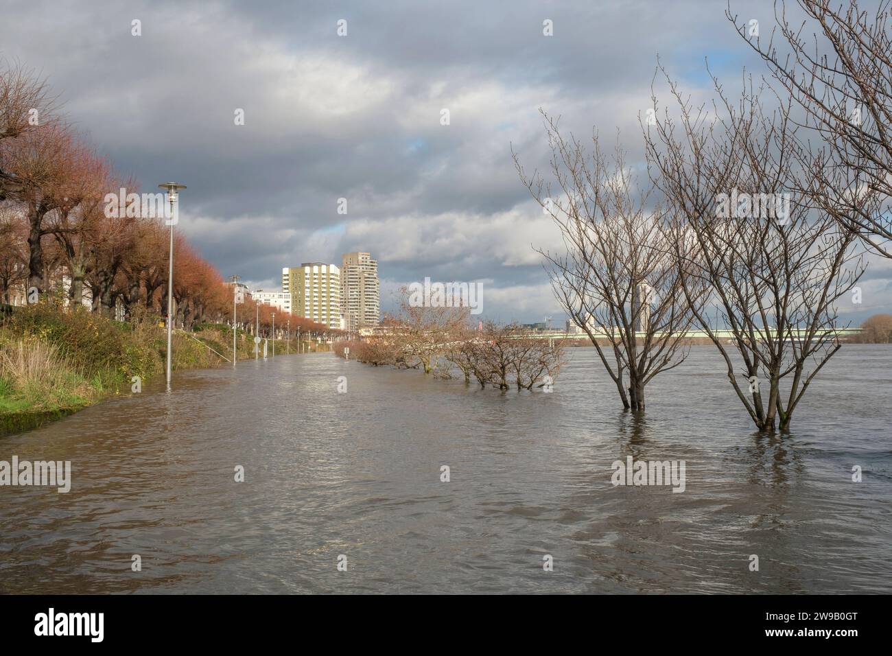 Hochwasser am Rhein in der Kölner Innenstadt *** Flooding on the Rhine ...