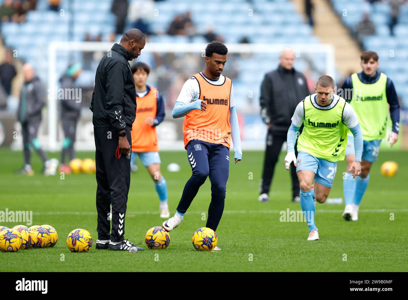 Coventry City players warming up prior to kick-off before the Sky Bet ...