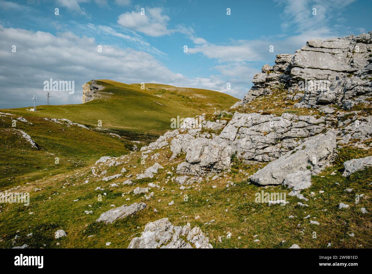 View of the alpine meadows of the Font d'Urle plateau in the Vercors ...