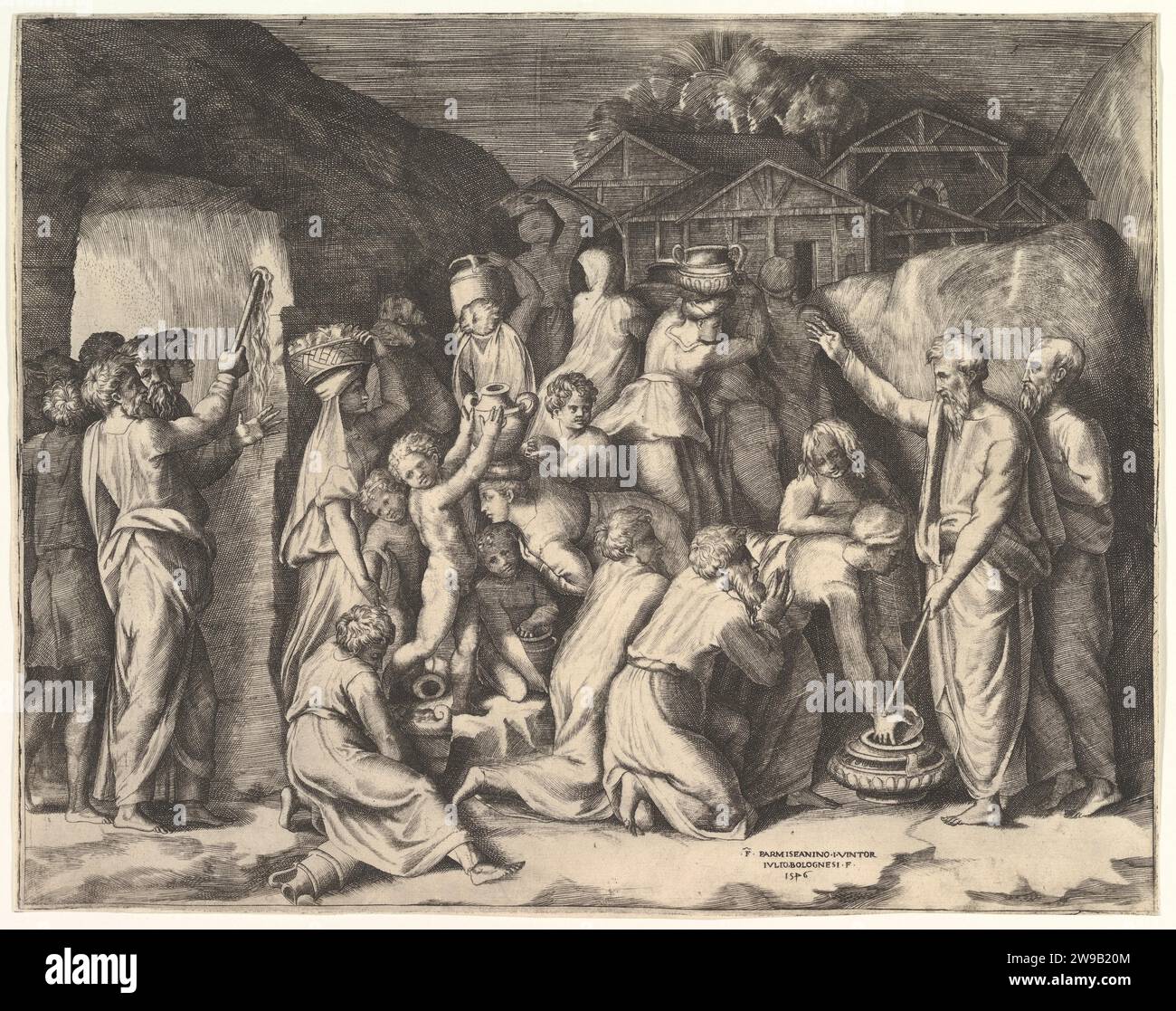 Moses Telling the Israelites to Gather the Manna and Moses Striking the ...