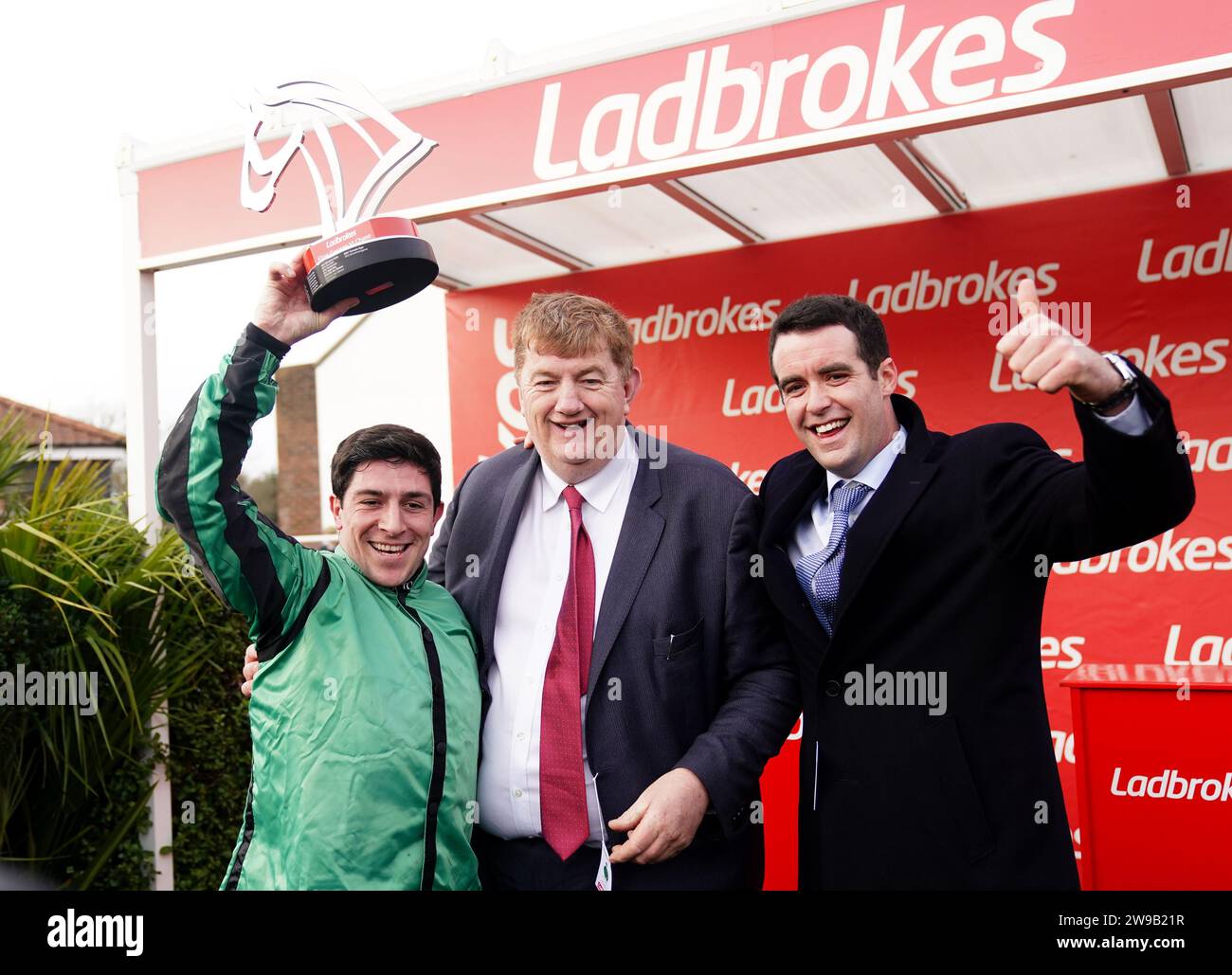 Jockey Gavin Sheehan (left), Trainer John "shark" Hanlon (centre) and ...
