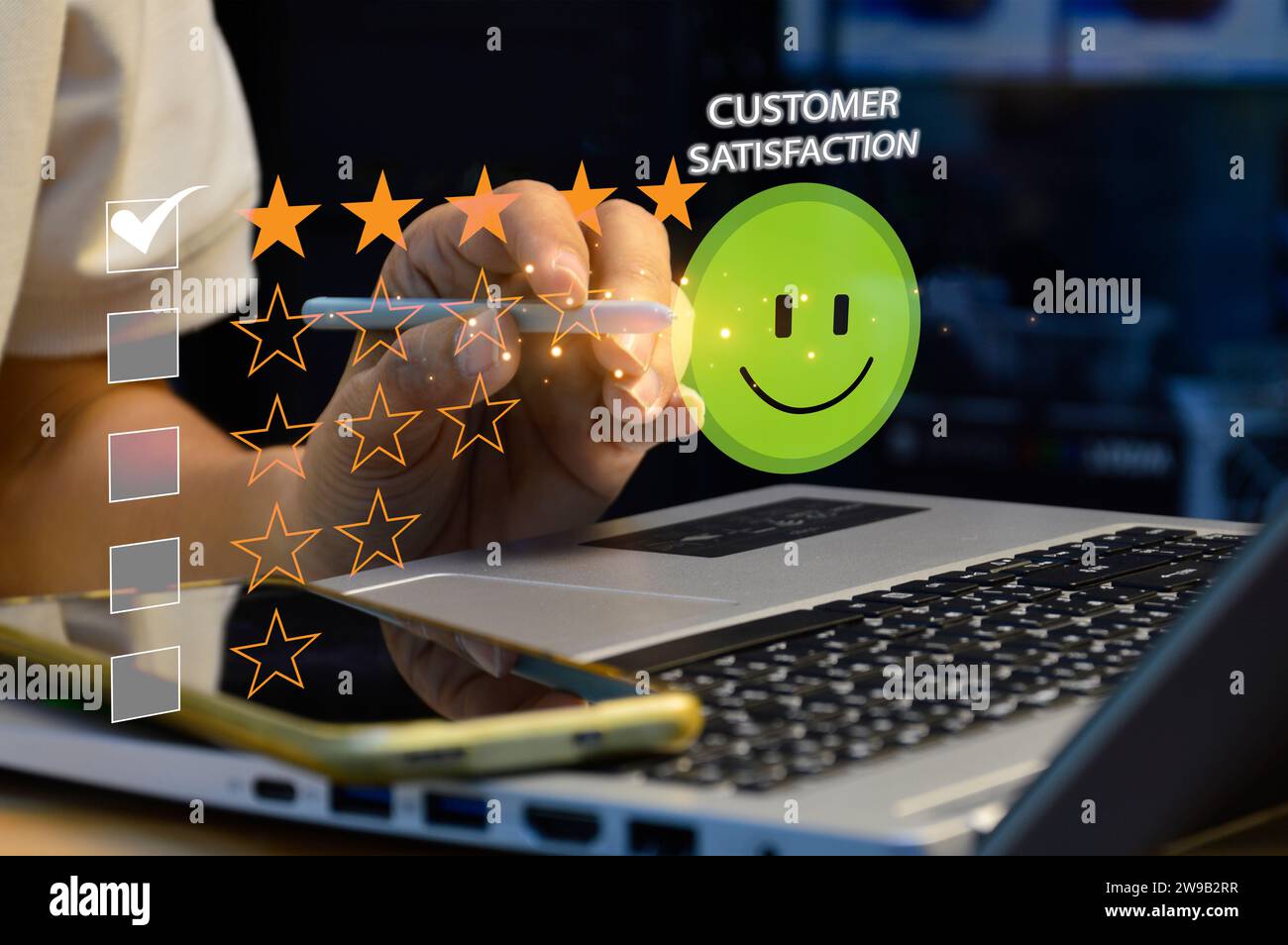 Users rate their service experience on the online application for a ...