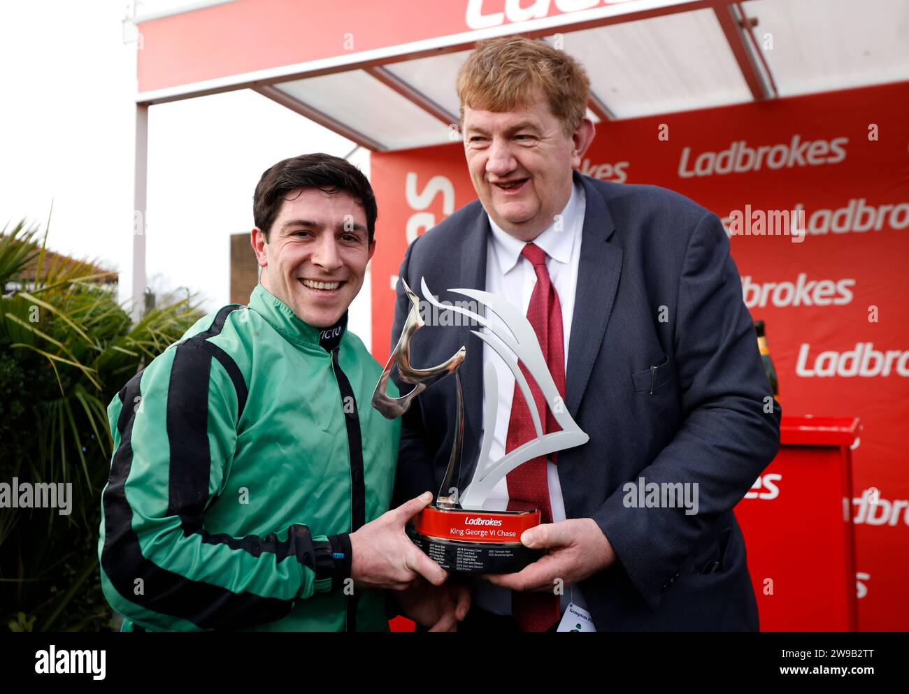 Jockey Gavin Sheehan (left) and Trainer John "Shark" Hanlon celebrate ...