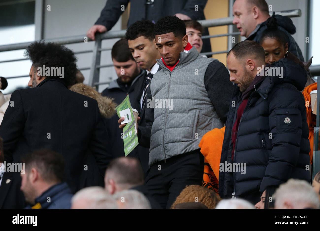 Real Madrid and England player Jude Bellingham in the stands to watch ...