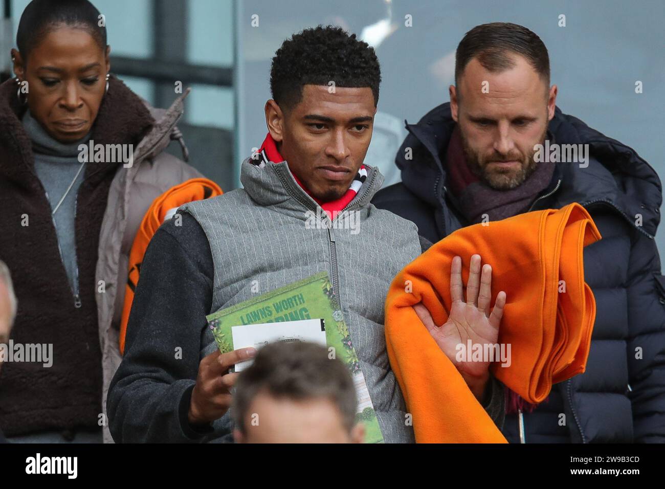 Hull, UK. 26th Dec, 2023. Real Madrid's Jude Bellingham takes his seat ...