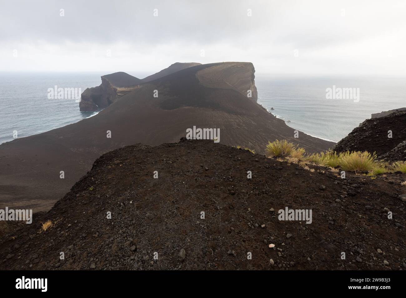 Landscape of new land made by volcanic eruption. Faial Island, Azores ...
